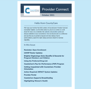 Provider Newsletters – CountyCare Health Plan